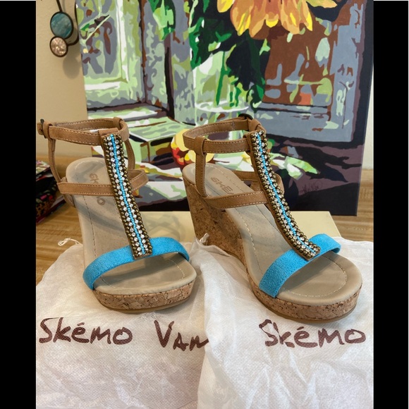 Skemo | Shoes | Sexy Skemo Rhinestone Embellished Wedge Sandals | Poshmark